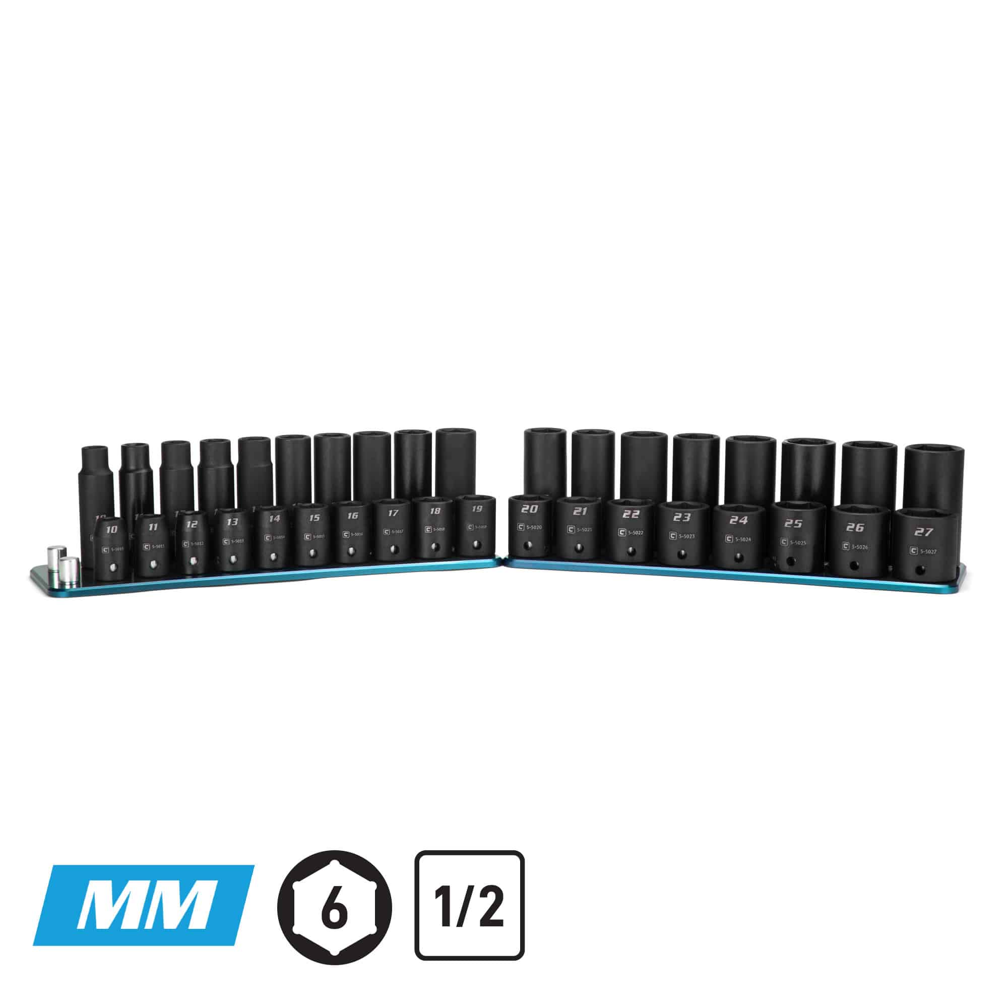 1/2" Master Impact Socket Set, 10 - 27 mm, Billet Aluminum Tray - Capri ...